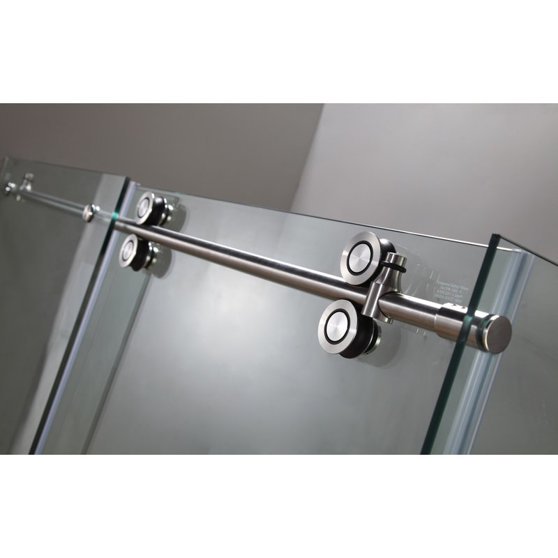 Aston Langham 60" x 75" Single Sliding Frameless Shower Door & Reviews | Wayfair